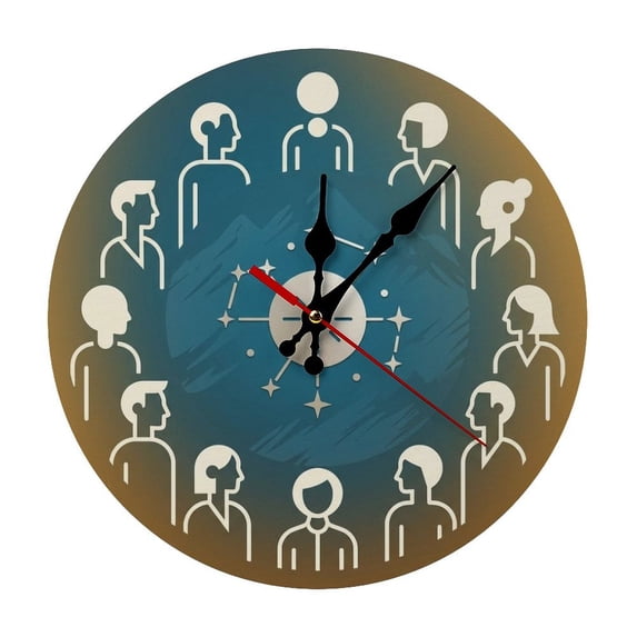 2D Flat Wall Clock Art Print, Silent Non Ticking Battery Operated ...