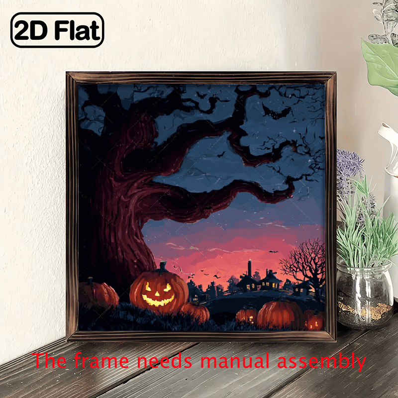 2D Flat, Wall Pediments 8x8inch Wooden Wall Art Sign Halloween Spooky ...