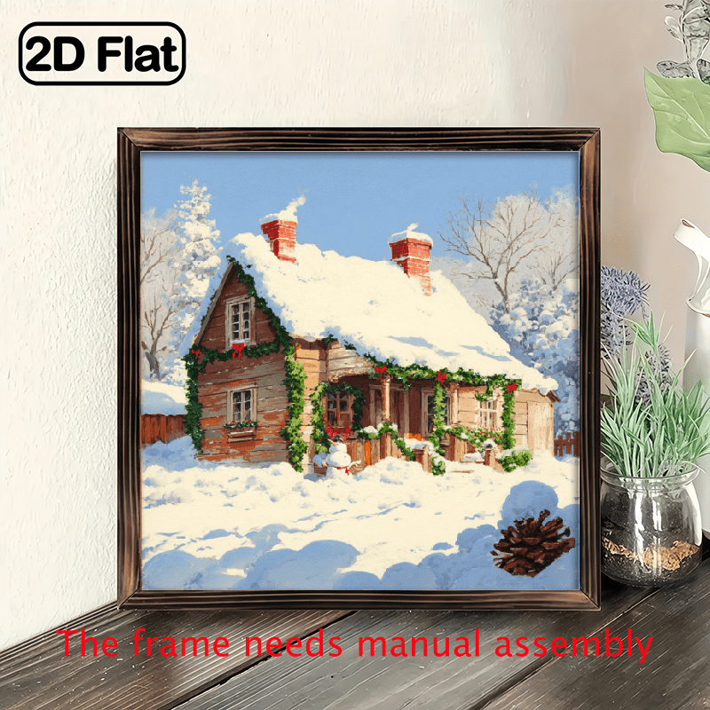 2D Flat, Wall Pediments 8x8inch Wooden Wall Art Sign Rustic Winter ...