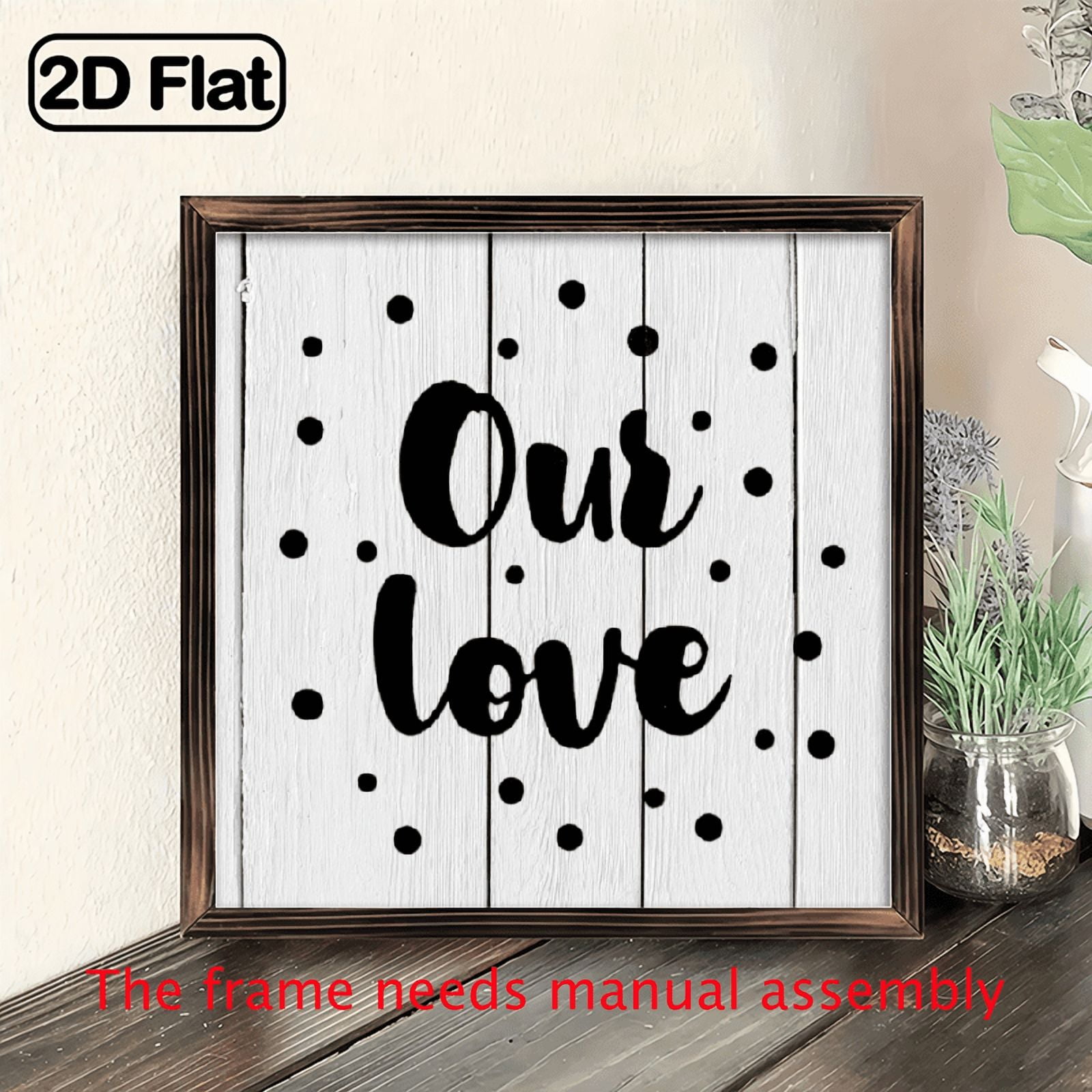 2D Flat, Wall Pediments1pcs 8x8inch Wooden Sign Rustic Our Love Wood ...