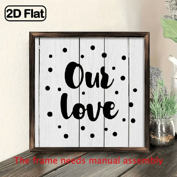 2D Flat, Wall Pediments1pcs 8x8inch Wooden Sign Rustic Our Love Wood ...
