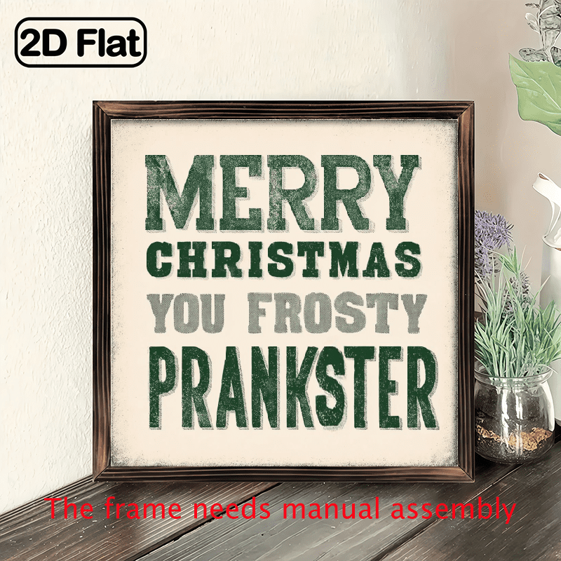 2D Flat, Wall Pediments1pcs Wooden Sign, 8x8inch Merry Christmas You ...
