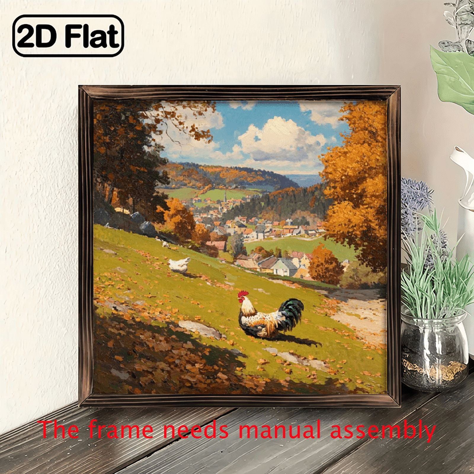 2D Flat, Wall Pediments1pcs Wooden Sign, 8x8inch Rustic Autumn Farm ...