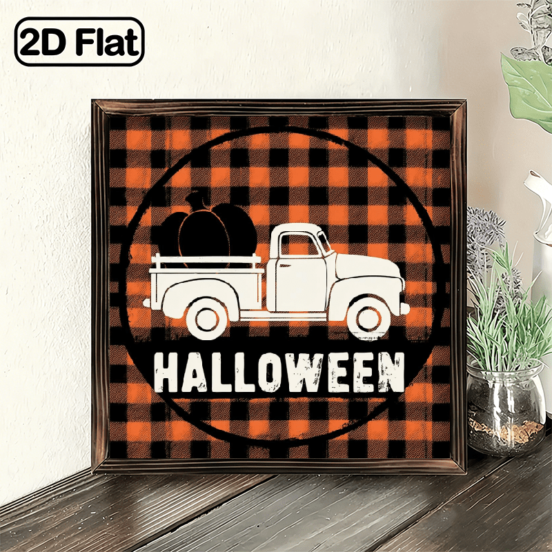 2D Flat, Welcome Sign for Front Door Decor, Happy Halloween Pumpkin ...
