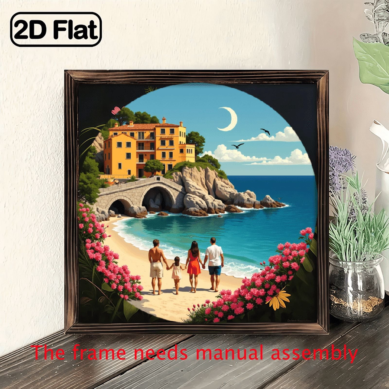 2D Flat Wooden Wall Art Sign - Italian Coastal Family Vacation Decor ...