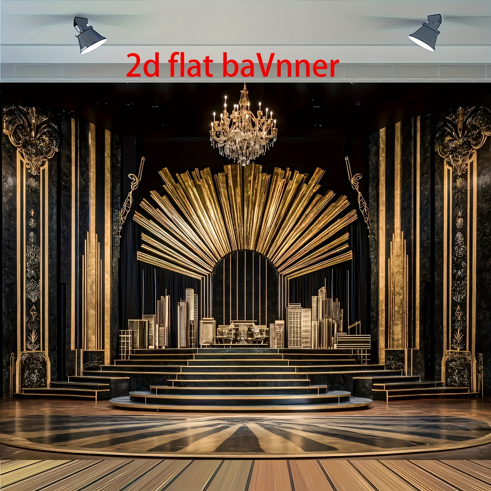 2D Flat tapestry Suitable for - Washable & Ironable Black & Gold Party ...