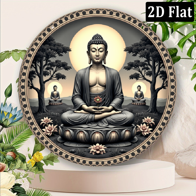 2D Flat, wall art vintage style decorative sign, serene meditation ...