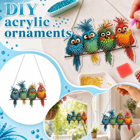 2D Funny Quirky Bird 2D Diamond Art Hanger 8X6 In, Small Diamond Art ...