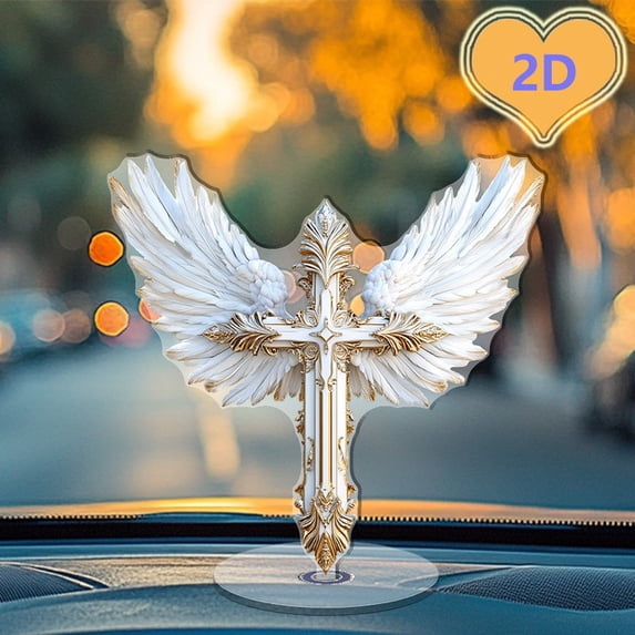 2D Gorgeous Angel Wings Cross Decoration,Wings Gracefully Wrap Around ...