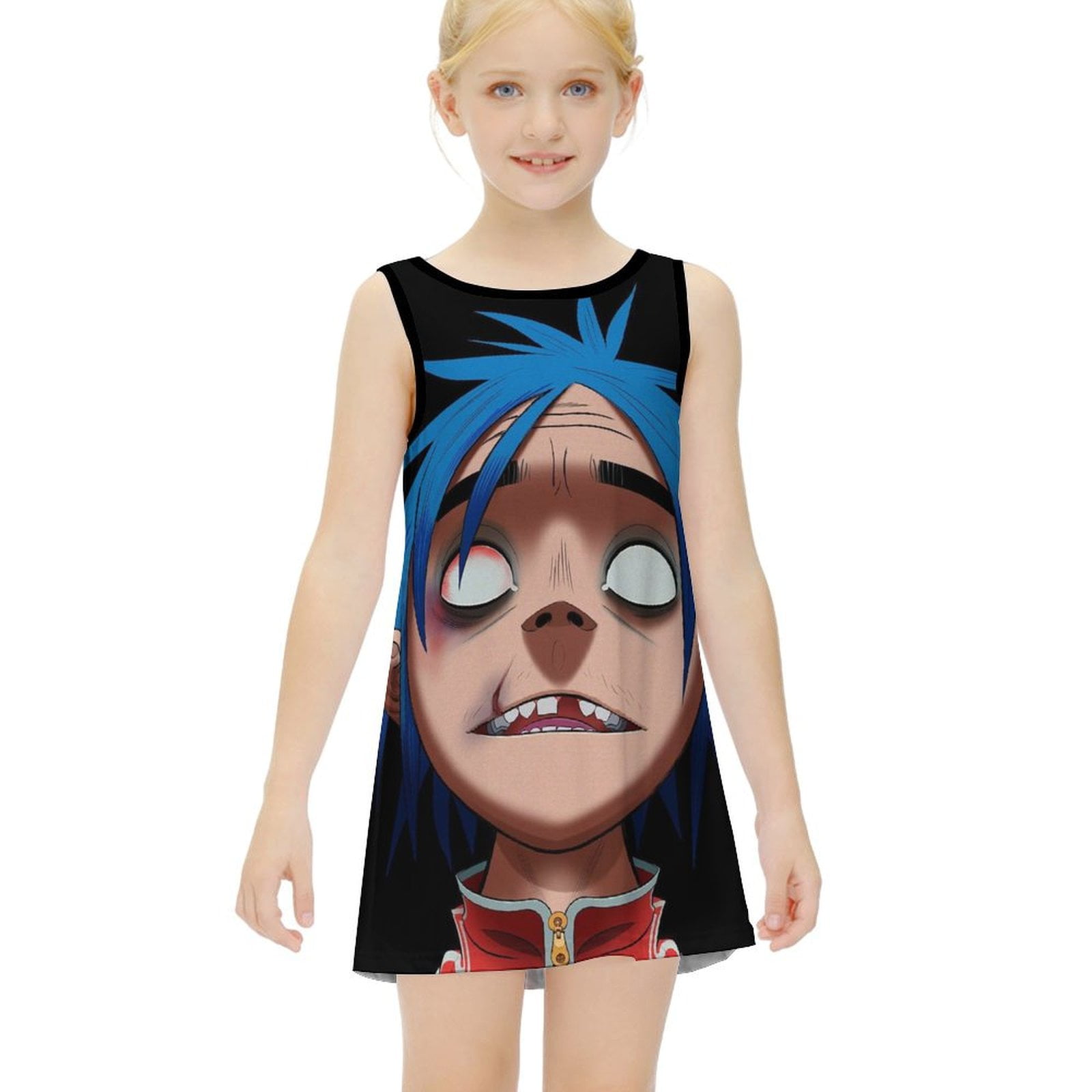 2D Gorillaz Children's Sleeveless Dress 3D Printed Classical Casual ...