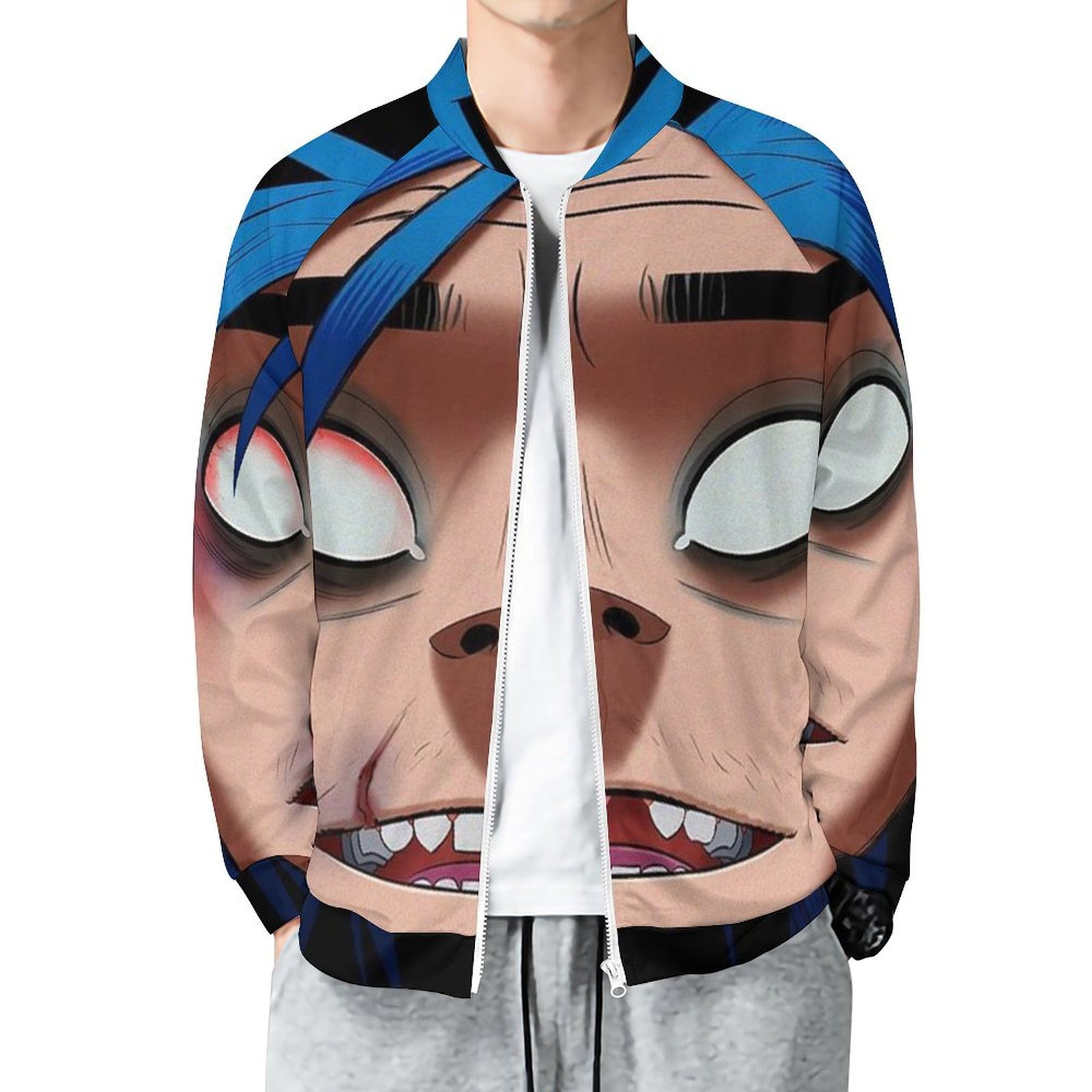 2D Gorillaz Fashion Jacket Mens Windbreaker Coat Lightweight Zipper ...