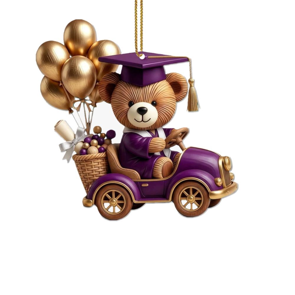 2D Graduation Bear Acrylic Pendant - 8cm Class of 2026 Car Ornament ...
