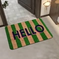 2D Green Brown Striped Welcome Floor Mat, Durable And Easy to Clean ...