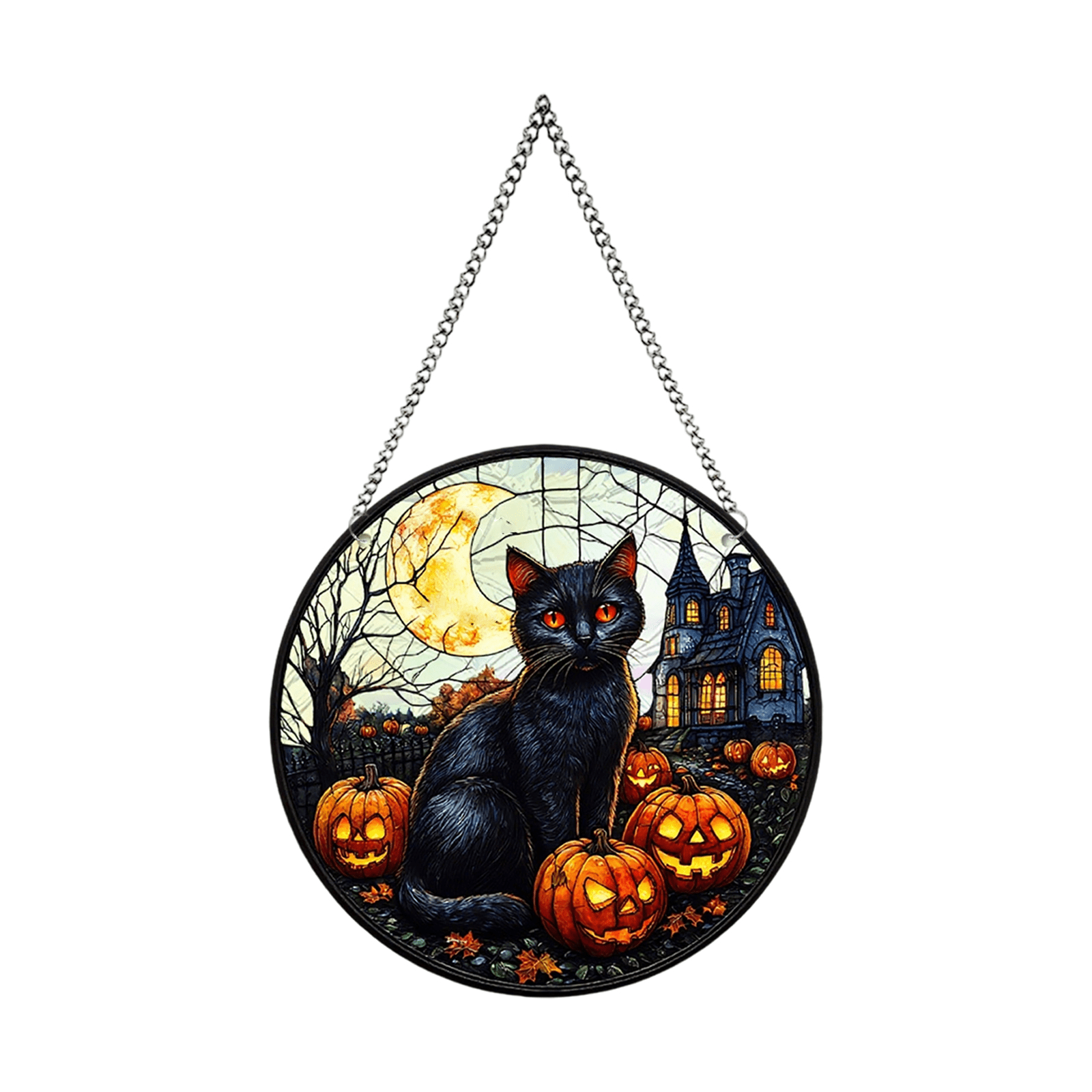 2D Halloween New Cat Witch Window Sunlight Catcher Acrylic Film Pendant ...