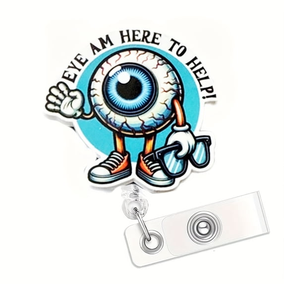 2D Humorous Optometry Badge Reel - Retractable ID Clip for Eye Care ...