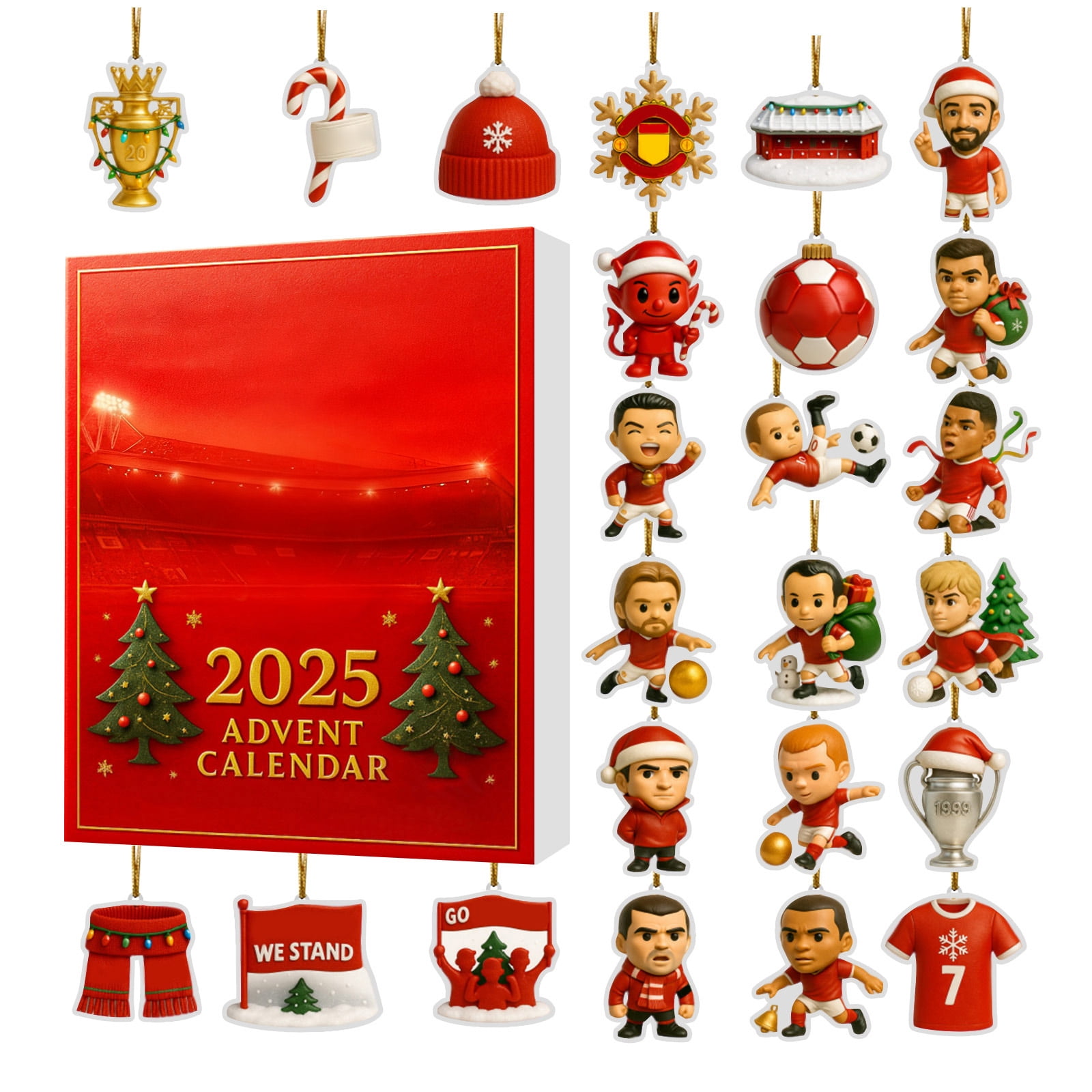 2D Manchester United FC Christmas Advent Calendar Xmas Tree Ornaments ...