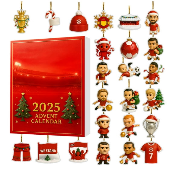 2D Manchester United FC Christmas Advent Calendar Xmas Tree Ornaments ...