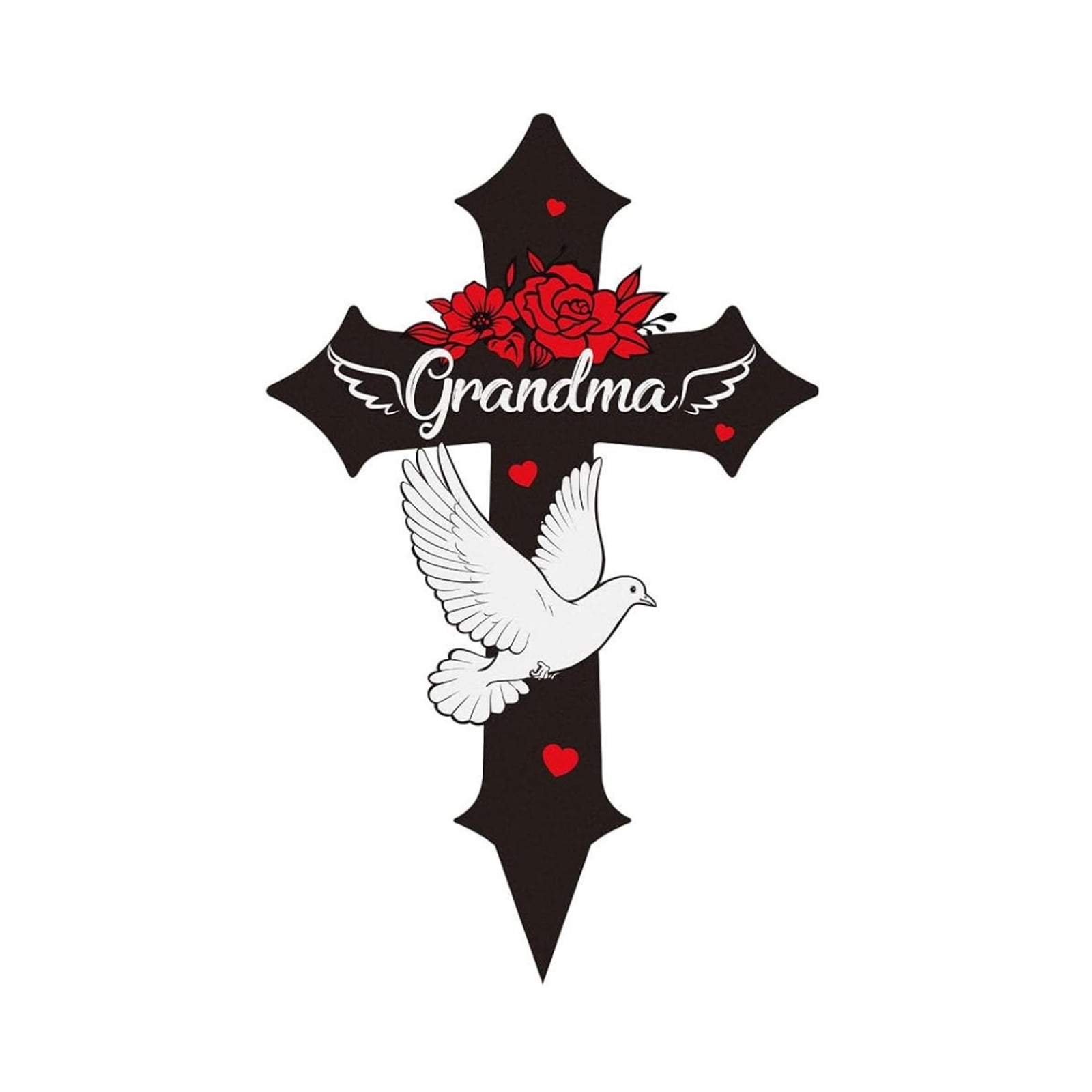 2D Metal Cemetery Memorial Plaque, Cardinal Cross Garden Stake, Outdoor ...