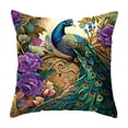 2D Peacock Drawing Embroidered-Style Cushion Cover Vintage Three ...