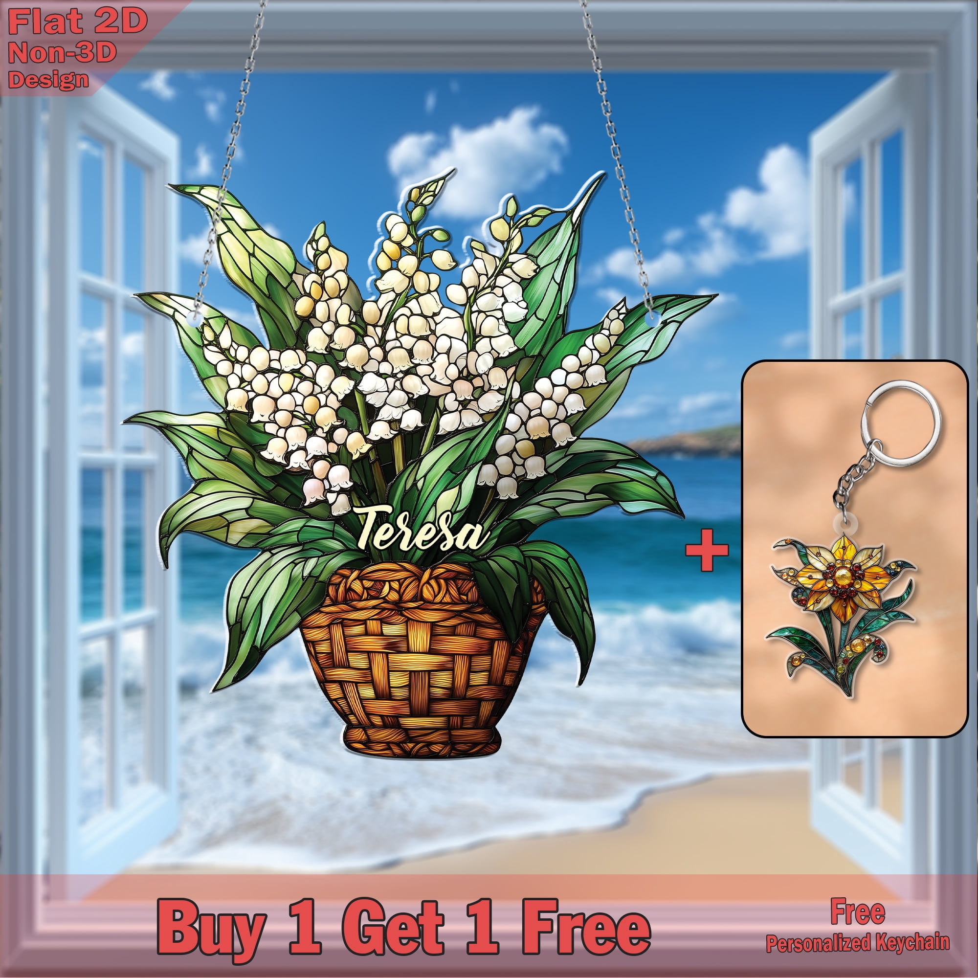 2D Personalized Rainbow Lily of the Valley Window Hanging, Stunning ...