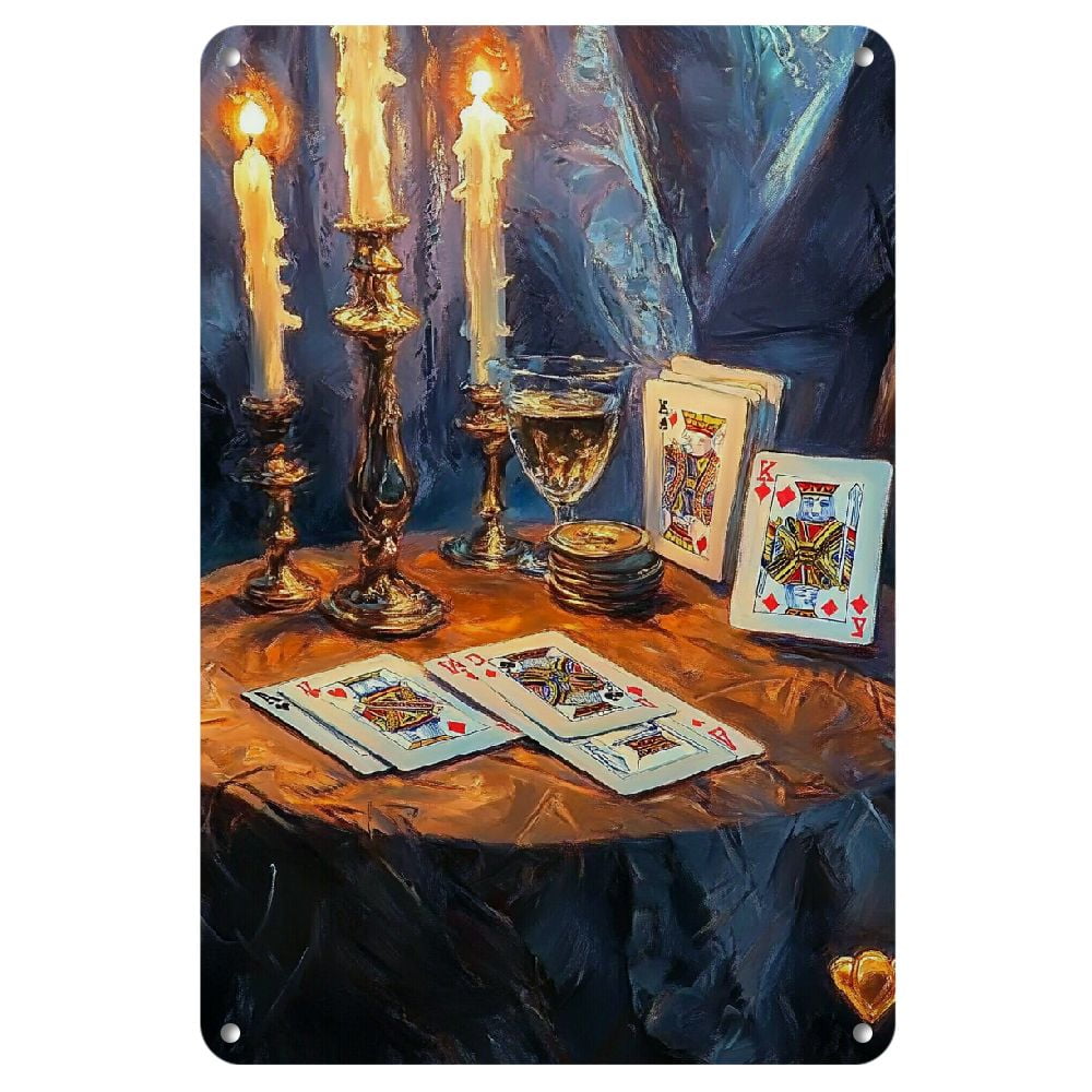 2D Playing Cards Metal Iron Sign (8"X12") - Whimsical Decor For Home ...