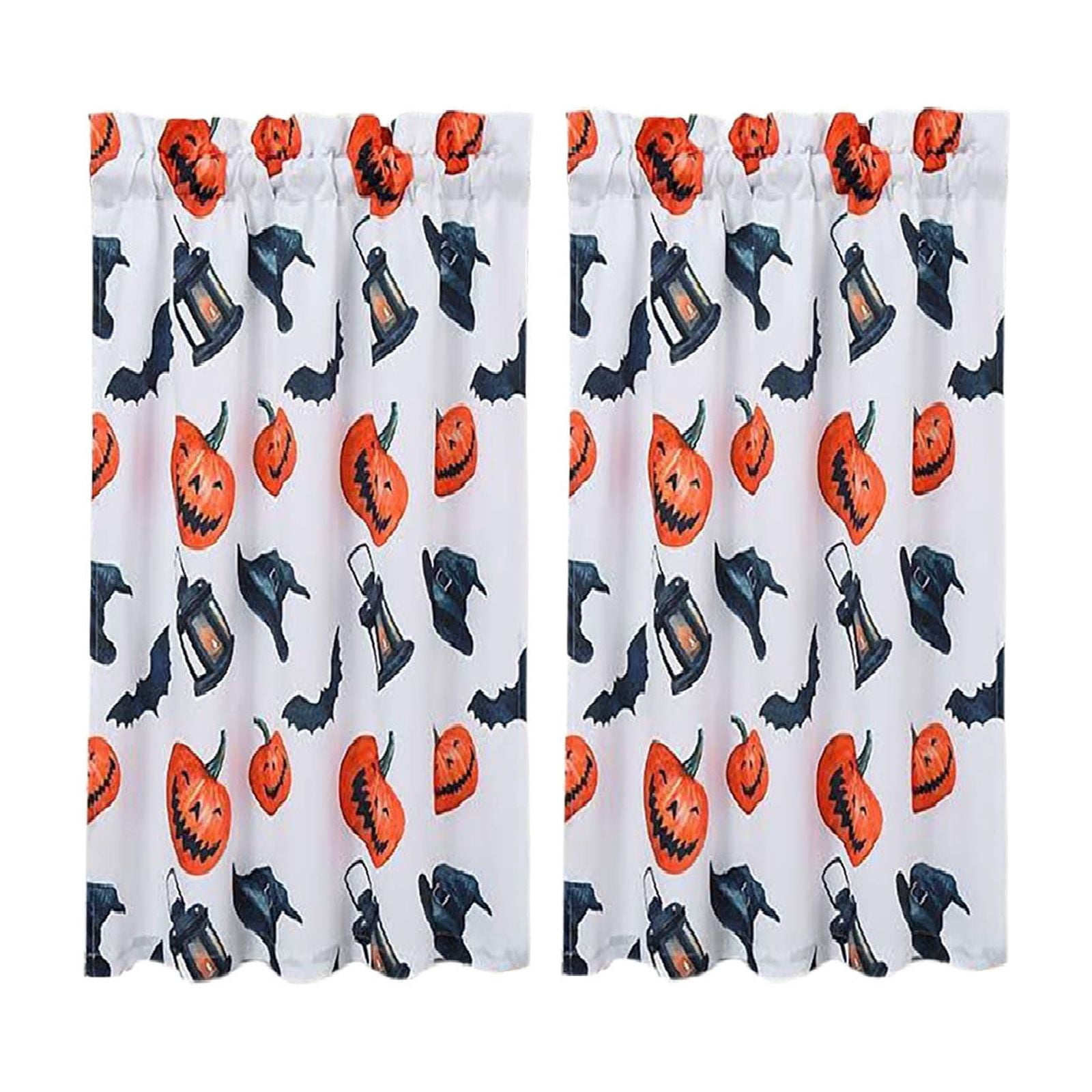2D Printed Halloween Kitchen Curtains Washable Short Window Curtains 1 ...