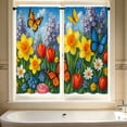 2D Printed Kitchen Curtains Short Panel Set Washable Polyester Fabric ...