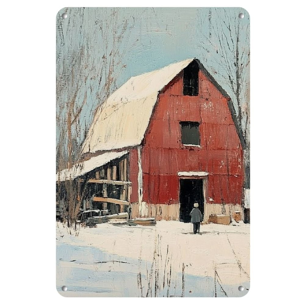2D Red Barn Iron Wall Art - 8"X12" Square Metal Sign For Home, Living ...