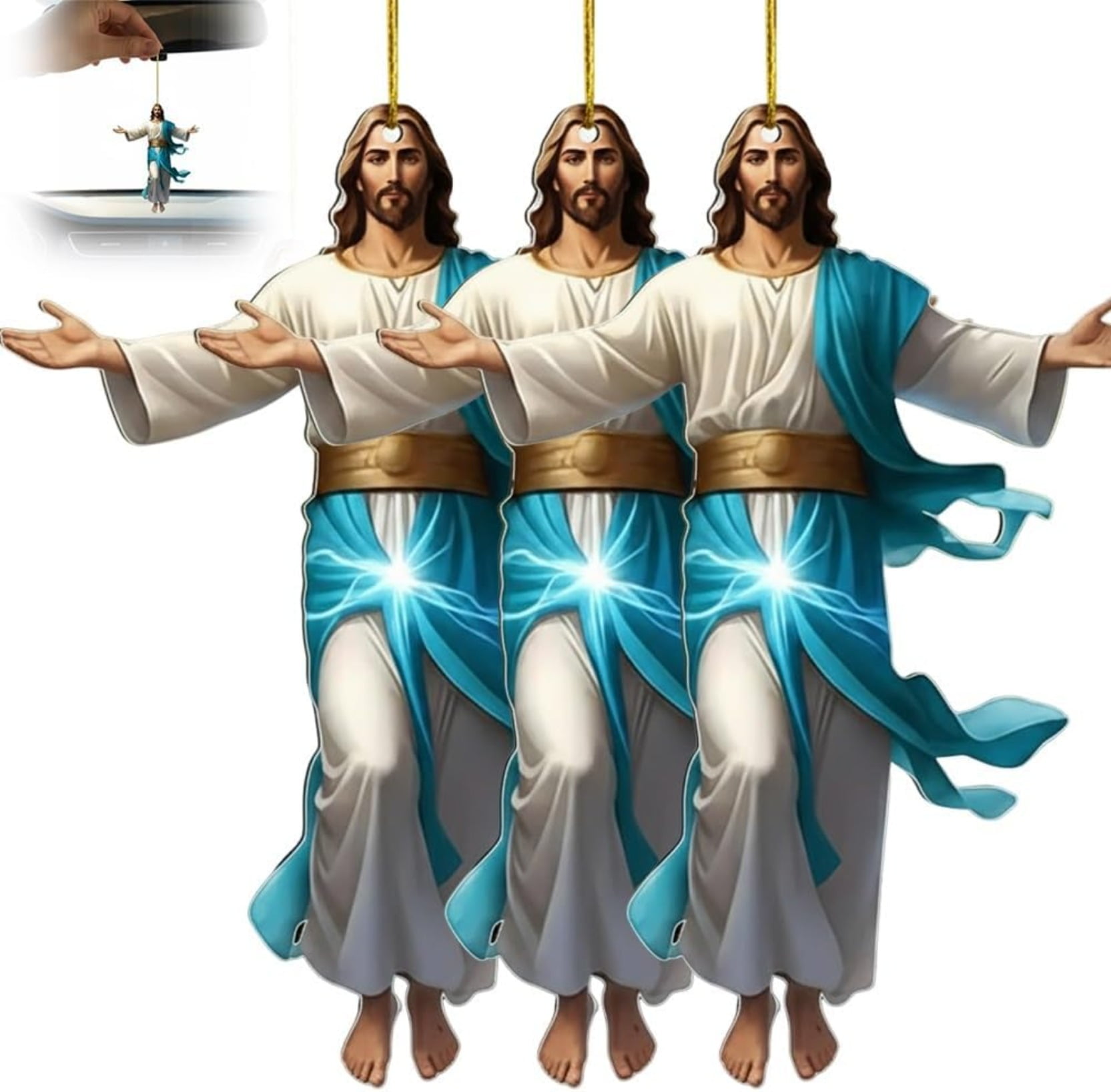 2D Retro Jesus Car Hanging Decor, Divine Journey Hanging Ornament ...