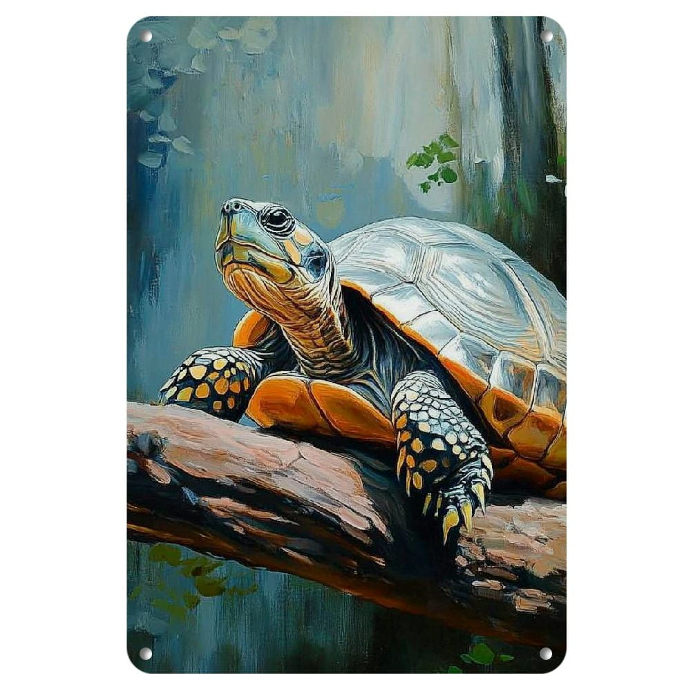 2D Retro Land Tortoise Metal Wall Art, Vintage Iron Sign, 12"x8", for ...