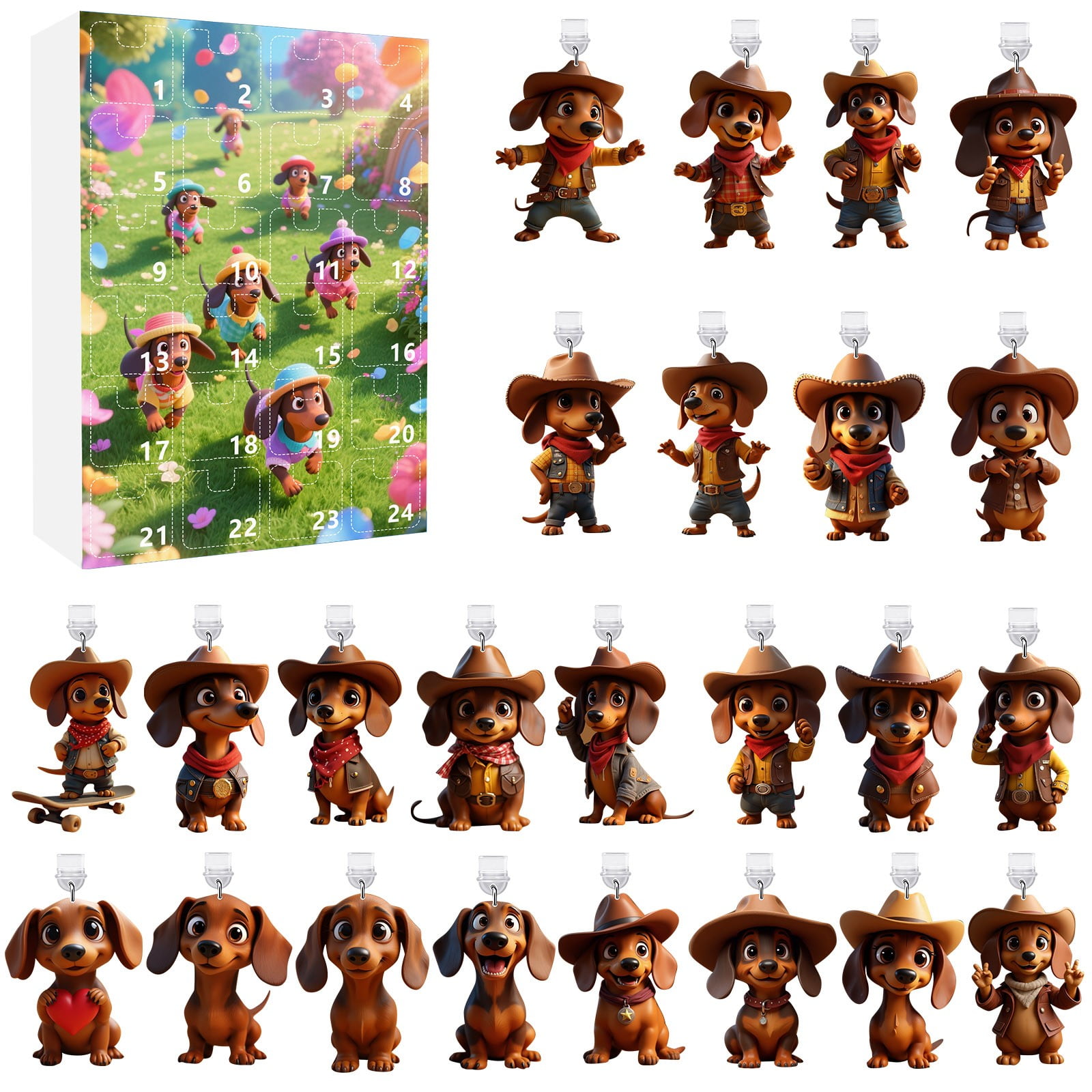 2D Sausage Dog Phone Charger Plug Advent Calendar Set with 24 Adorable ...