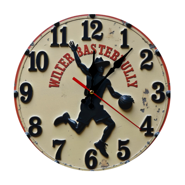 2D Silent Wall Clock Basketball Player Design with "WILTER BASTERBULLY ...