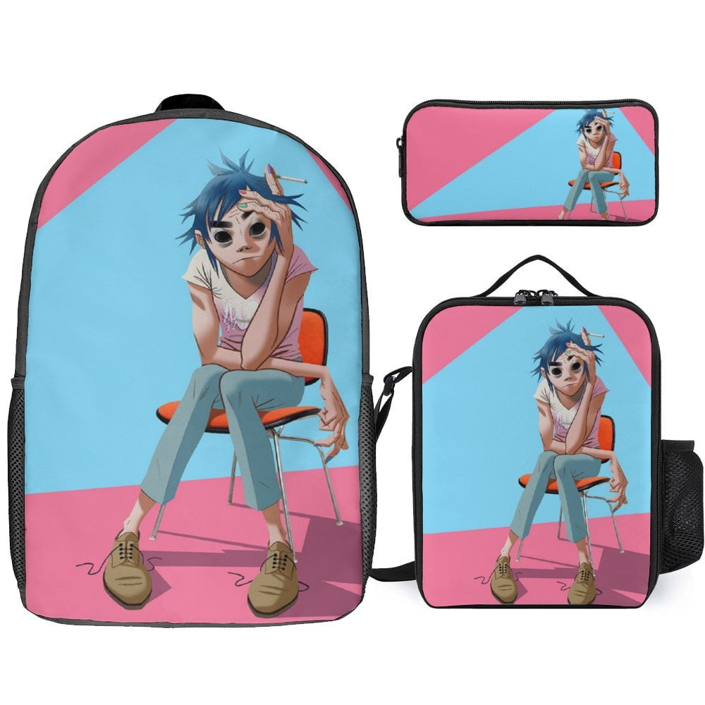 2D Song Gorillaz 2D Gorillaz Backpack With Lunch Bag Pencil Case Set ...