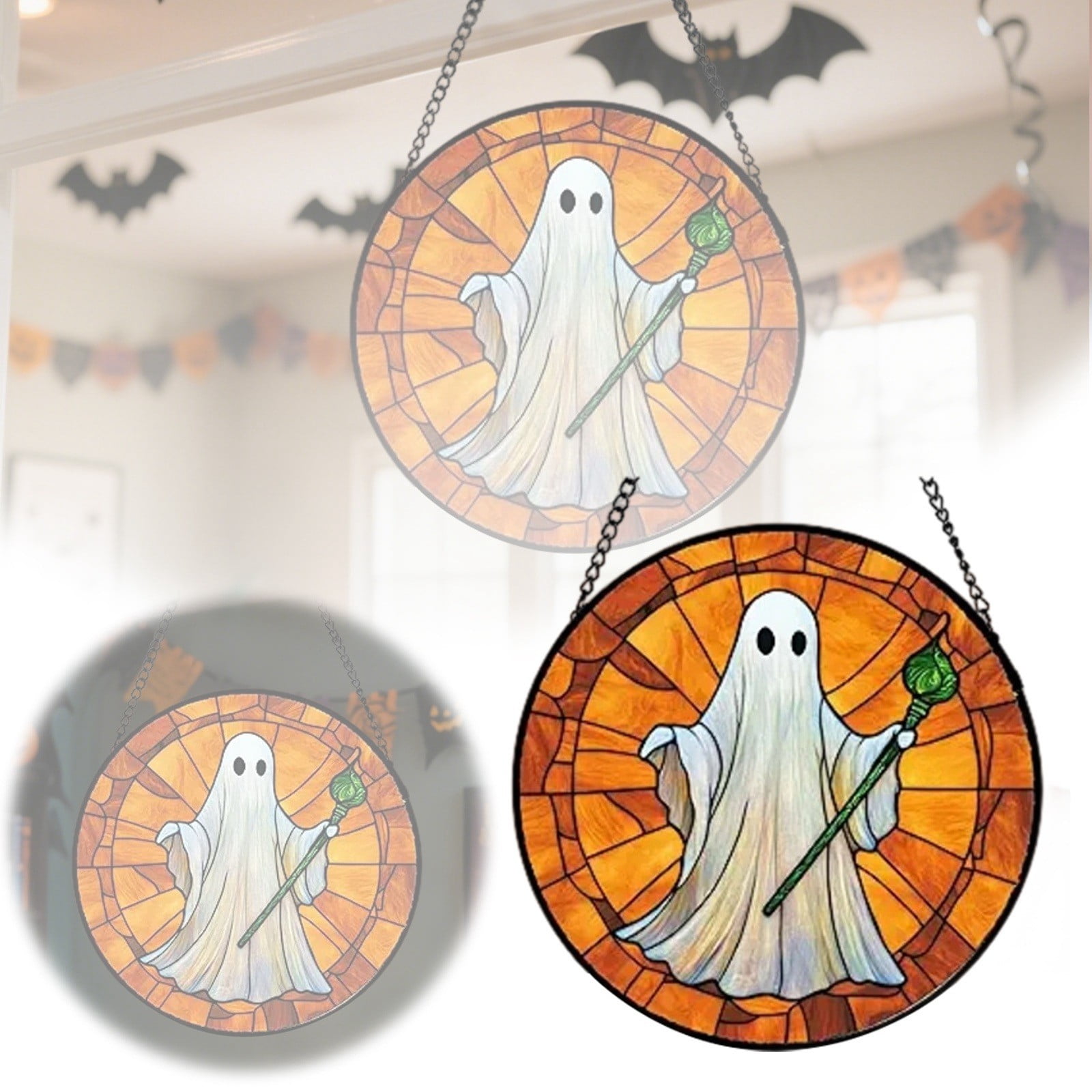 2D Spooky Halloween Window Clings - Reusable Scary Window Decor to ...