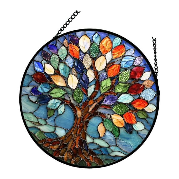 2D Tree Suncatchers Colorful Glass Panel Suncatchers Decors Birthday ...