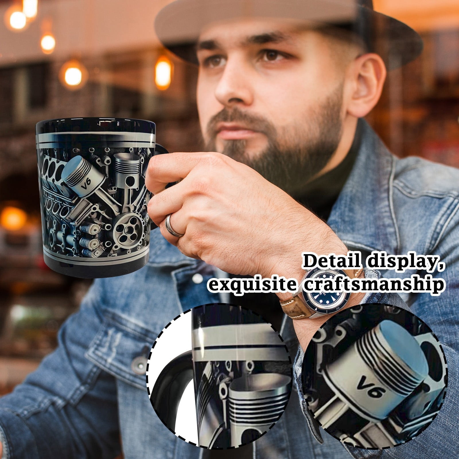 2D V6 Engines Stainless Steel Cup,Stainless Steel Coffee Mug,Novelty ...