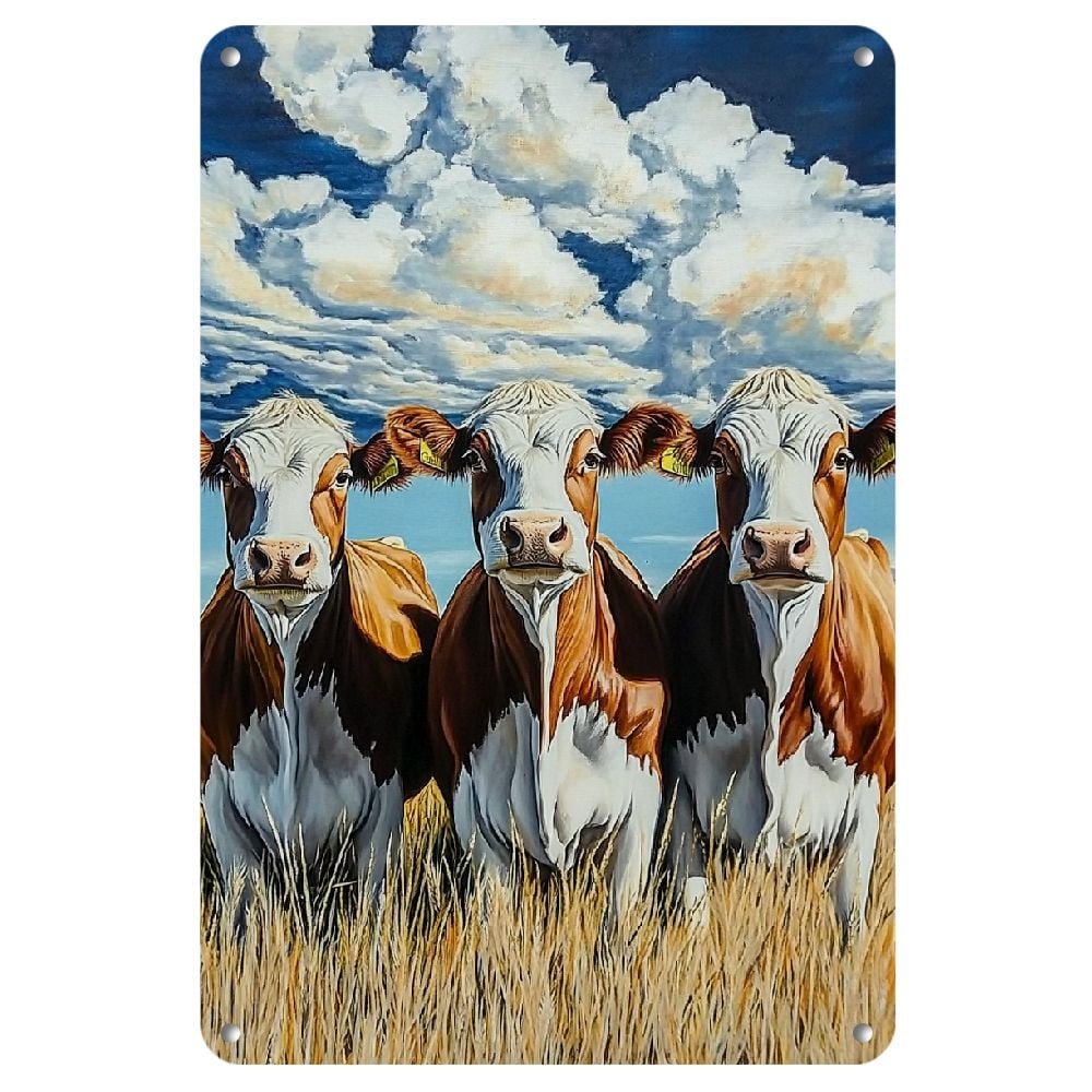 2D Vintage Metal Sign Featuring a Retro Design of 'Highland Cattle' (8 ...