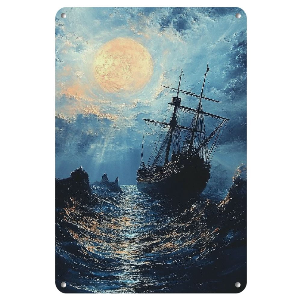 2D Vintage Nautical Pirate Ship Metal Tin Sign (8"x12"), Retro Iron ...