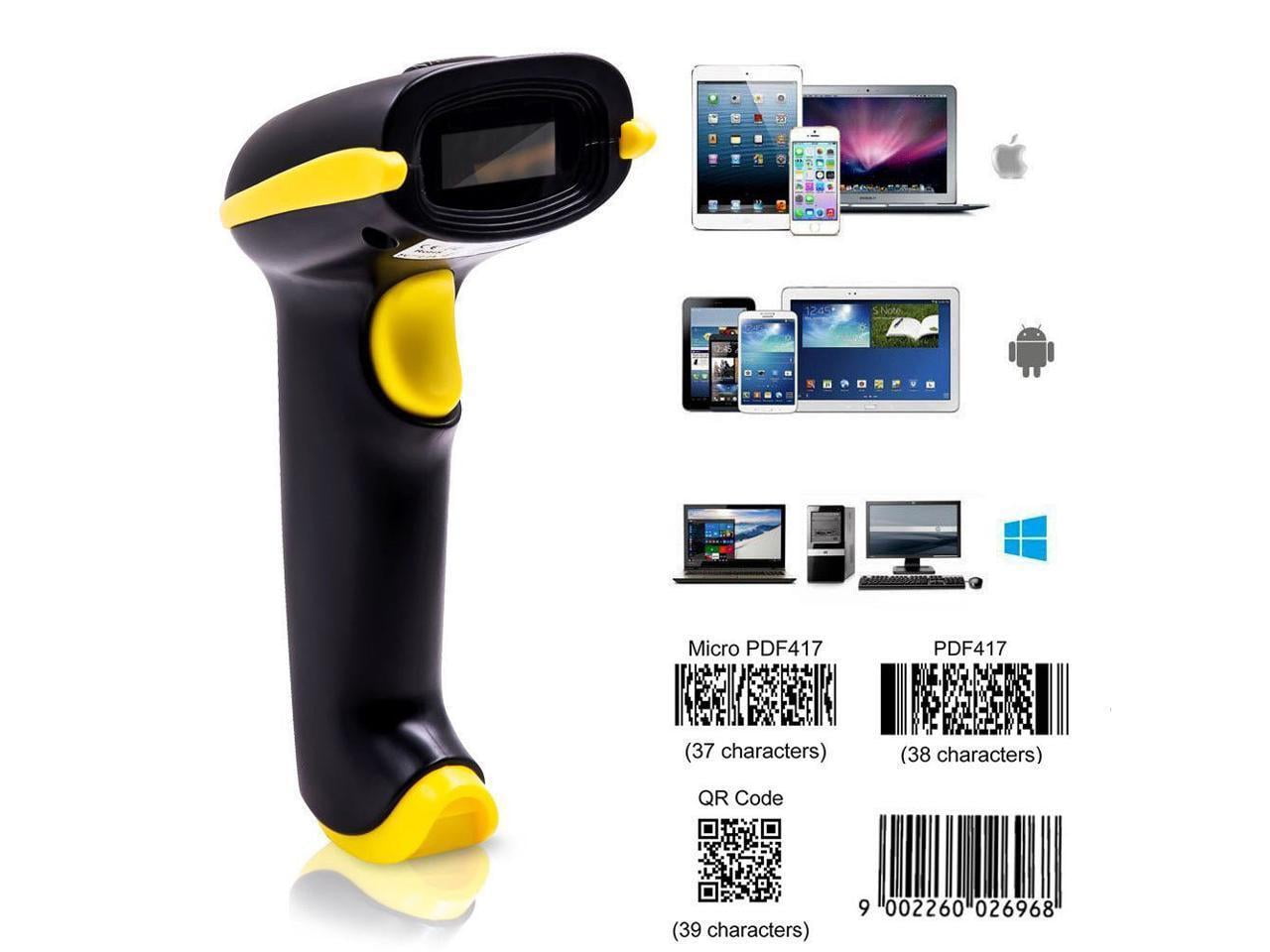 2D Wireless Barcode Scanner 2-in-1 433Mhz wireless & USB 2.0 Wired 1D ...