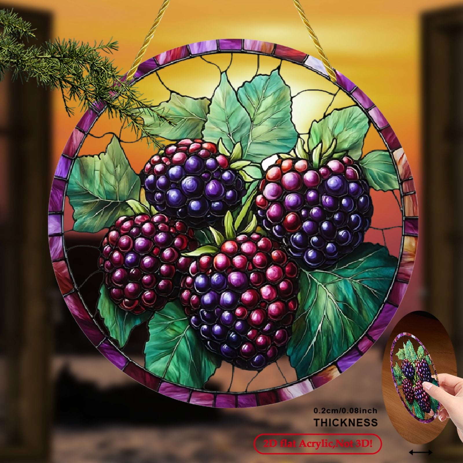 2D flat, 1 plump grape sun catcher, sun catcher, circular acrylic dream ...