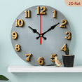 2D flat, a 10 - inch wooden silent wall clock, "gray clock face with ...