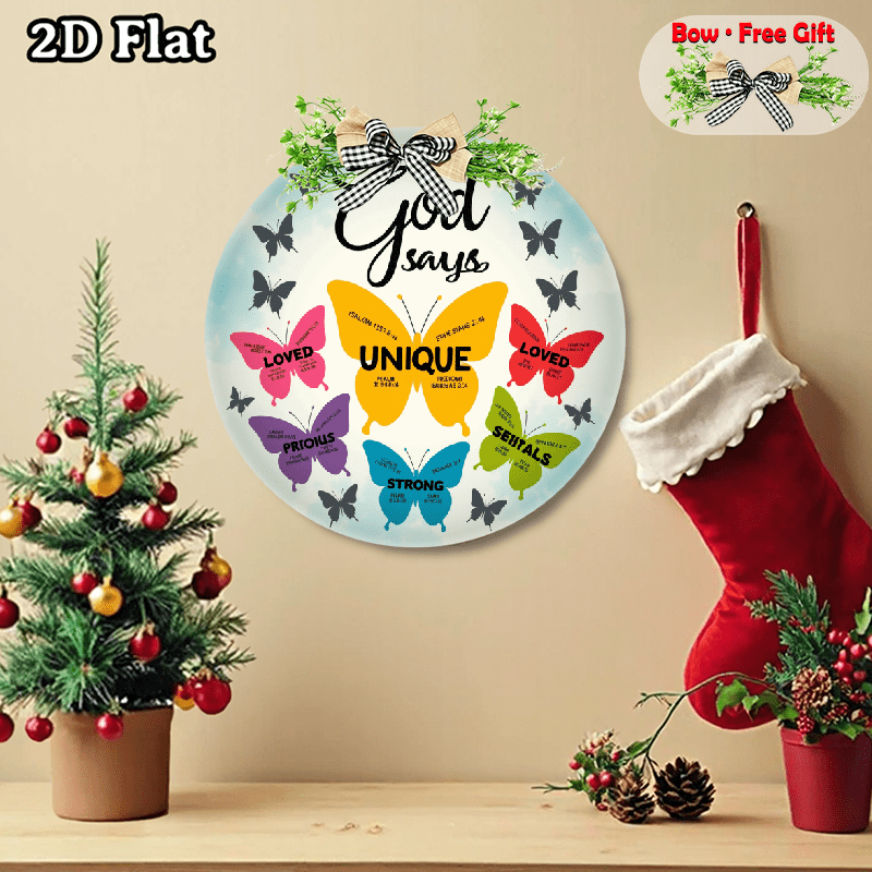 2D flat, a 12 - inch wooden sign. “God says UNIQUE LOVED PRIZED STRONG ...
