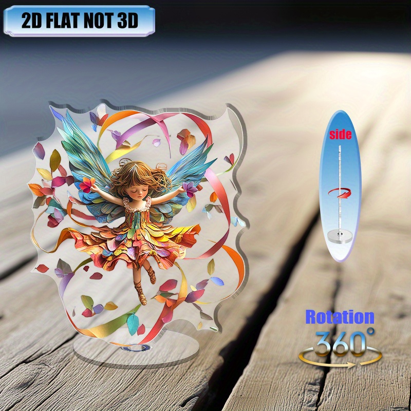 [2D flat] 1PC Acrylic rotating figurine featuring a girl with glowing ...
