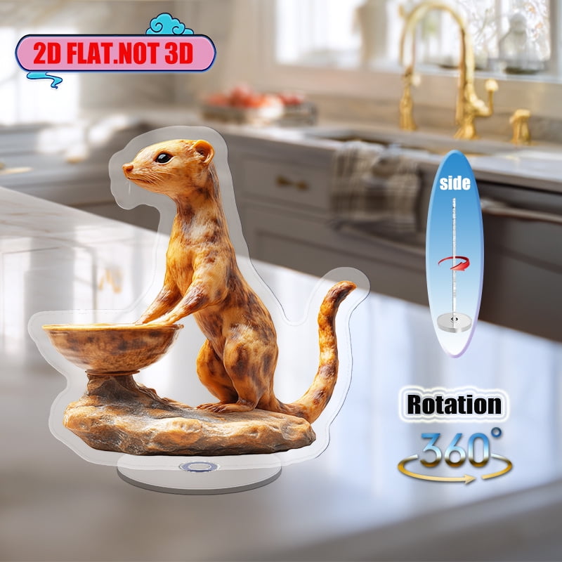 [2D flat] 1PC Revolving acrylic figurine featuring a vibrant weasel ...