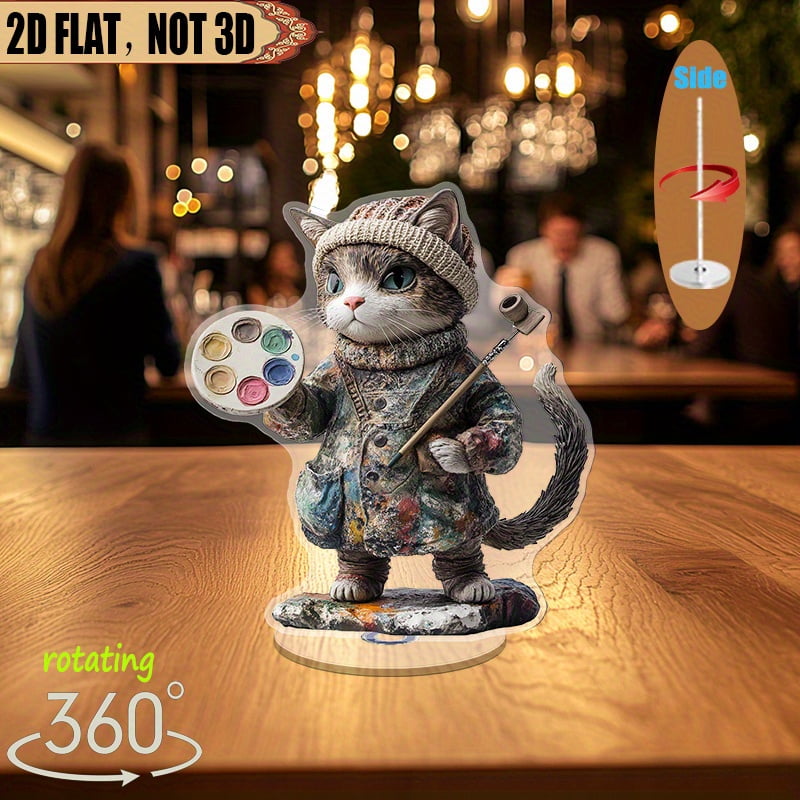 [2D flat] 1PC Rotatable acrylic tabletop display piece showcasing an ...