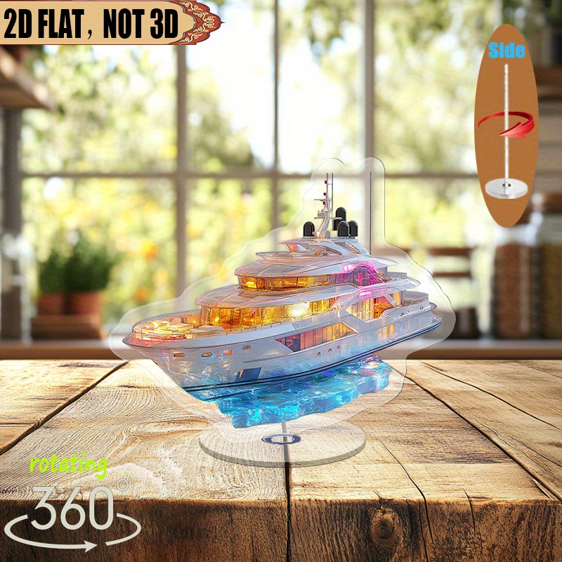 [2D flat] 1PC Rotatable acrylic tabletop ornament featuring intricate ...