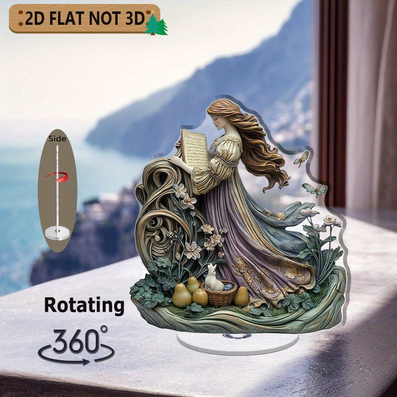 [2D flat] 1PC Rotatable acrylic tabletop ornament featuring serene ...