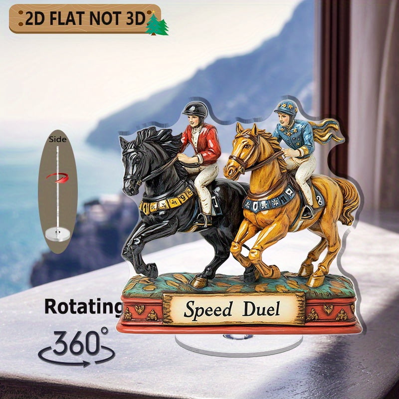 [2D flat] 1PC Rotatable acrylic tabletop piece featuring galloping ...