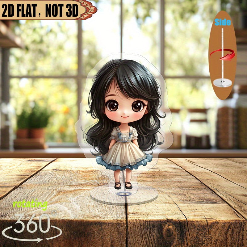 [2D flat] 1PC Rotatable acrylic tabletop stand featuring a cute chibi ...