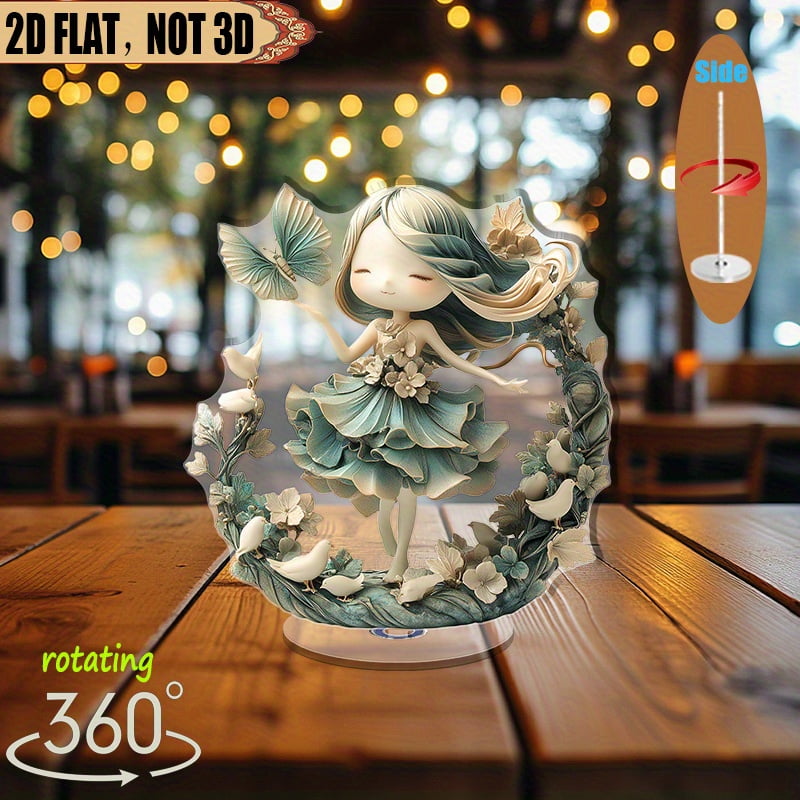 [2D flat] 1PC Rotating acrylic centerpiece featuring azure and emerald ...